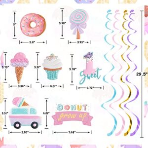 20Pcs Ice Cream Sweet One First Birthday Party Decorations, Ice Cream and Donut Party Hanging Swirls, Summer Ice Cream Party Ceiling Hanging Streamers for Ice Cream 1st Bday Girls Donut Party Supplies