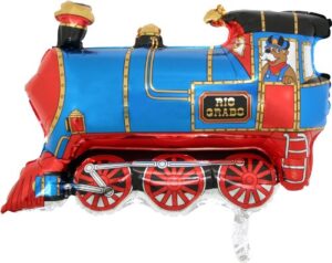 grabo 25 inch blue/red train shaped foil balloon (cs76)