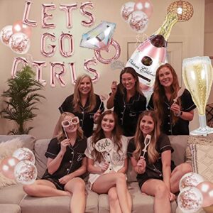 Western Let's Go Girls Bachelorette Party Decorations, Cowgirl Bride Shower Party Balloons, Rose Gold Fringe Curtains Ring Balloons for Bride to Be/Final Rodeo/Bridal Shower Party Decorations Supplies-Wild West