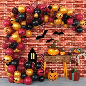 magic wizard school balloon garland arch burgundy black gold latex balloons confetti balloon bat sticker tie glasses frame set for baby shower birthday party decorations