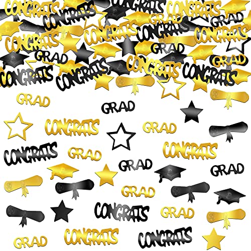 Congrats Grad Graduation Confetti 2023 - Pack of 1300 | Black and Gold Graduation Party Decorations 2023 | Congrats Grad confetti, Graduation Table Decorations | Class of 2023 Graduation Decorations