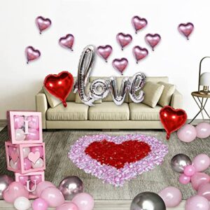 I Love You Valentines Day Decor, Pink /Red Heart-Shaped Balloon and 1300pcs Rose Petals , very suitable for Romantic Decorations Special Night ,Galentines day, Anniversary Party Decoration