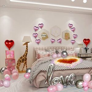 I Love You Valentines Day Decor, Pink /Red Heart-Shaped Balloon and 1300pcs Rose Petals , very suitable for Romantic Decorations Special Night ,Galentines day, Anniversary Party Decoration