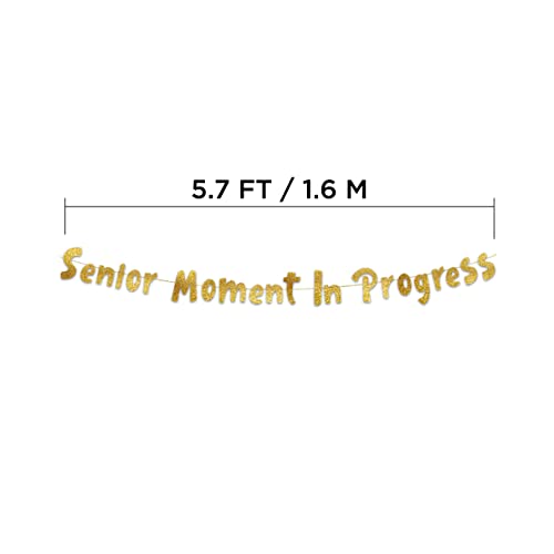 Senior Moment in Progress Gold Glitter Banner - Funny Birthday and Retirement Party Supplies, Ideas, Gifts and Decorations