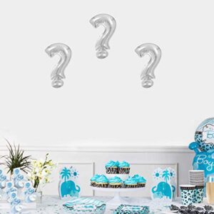 Creaides 10 Pcs Silver Symbol Question Mark Balloons Aluminum Mylar Helium Foil 16 Inch Balloons for Baby Shower Gender Reveal Party Suppliers