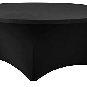 Black 60 Inch 5 Foot Round Stretch Spandex Tablecover