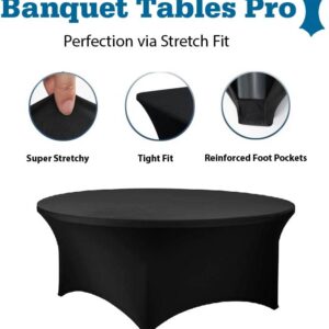 Black 60 Inch 5 Foot Round Stretch Spandex Tablecover