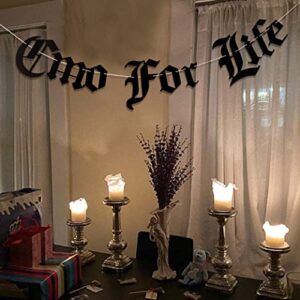 Emo For Life Old English Banner - Gothic Blackletter Garland For Party Decor, Funny Banner, Scene Kid, Pop Punk