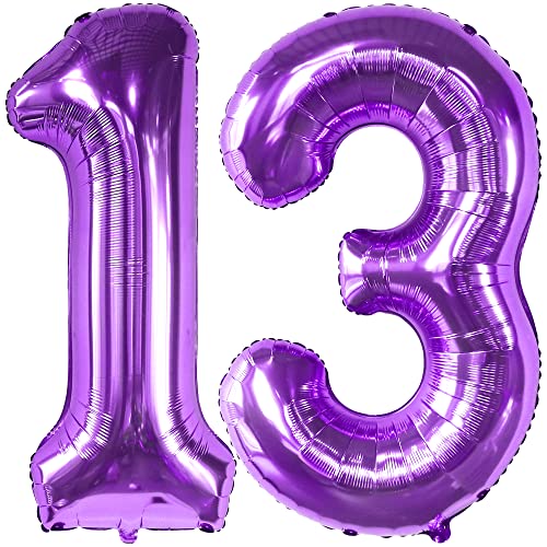 KatchOn, Giant 13 Balloon Numbers - 40 Inch | Purple 13 Birthday Decorations for Girls | 13 Balloon Numbers, 13th Birthday Decorations for Girls | 13 Balloons for Girls, Teenager Birthday Decorations