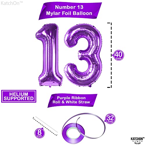 KatchOn, Giant 13 Balloon Numbers - 40 Inch | Purple 13 Birthday Decorations for Girls | 13 Balloon Numbers, 13th Birthday Decorations for Girls | 13 Balloons for Girls, Teenager Birthday Decorations