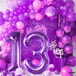 KatchOn, Giant 13 Balloon Numbers - 40 Inch | Purple 13 Birthday Decorations for Girls | 13 Balloon Numbers, 13th Birthday Decorations for Girls | 13 Balloons for Girls, Teenager Birthday Decorations