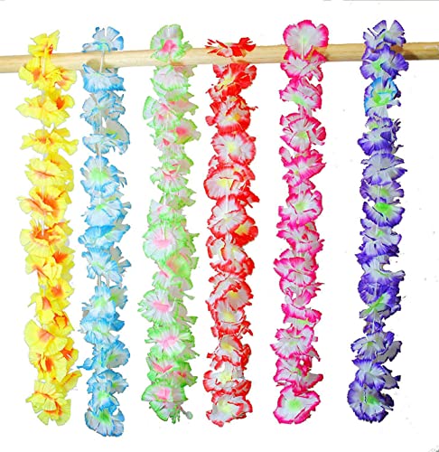 100 Piece Party Pack: Hawaiian Luan Leis Necklace for Tropical Themed Party, Decorations, Beach Party Decor, Party Costume, Pool Party, Wedding, Bachelor/Bachelorette events etc.