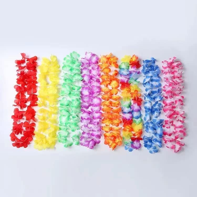 100 Piece Party Pack: Hawaiian Luan Leis Necklace for Tropical Themed Party, Decorations, Beach Party Decor, Party Costume, Pool Party, Wedding, Bachelor/Bachelorette events etc.