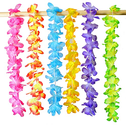 100 Piece Party Pack: Hawaiian Luan Leis Necklace for Tropical Themed Party, Decorations, Beach Party Decor, Party Costume, Pool Party, Wedding, Bachelor/Bachelorette events etc.