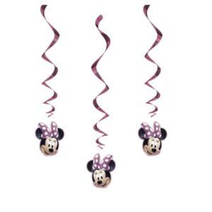 Unique Minnie Mouse Hanging Swirl Decorations - 26" | Pink | 3 Pcs