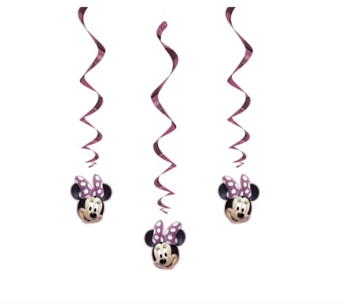 Unique Minnie Mouse Hanging Swirl Decorations - 26" | Pink | 3 Pcs