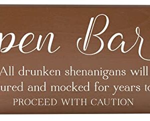 Elegant Signs Wedding Open Bar Sign Drunken Shenanigans for Party Decoration by Fun Sign for Your Reception