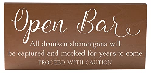 Elegant Signs Wedding Open Bar Sign Drunken Shenanigans for Party Decoration by Fun Sign for Your Reception