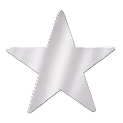 Beistle 57027-S Silver Metallic Star Cutouts, 3-1/2 Inch (Value 36-Pack)