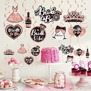 30Pcs Bachelorette Party Decorations Bride to Be Hanging Swirl, Rose Gold Bridal Shower Ceiling Whirls Party Supplies, Pink Hens Night Foil Swirls Wedding Engagement Hanging Décor for Women