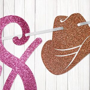 Let's Go Girls Banner, Nashville Bachelorette Party Decorations, Disco Cowgirl Birthday Party Supplies, Western Rodeo Garland Sign, Pre-strung, Pink Glitter