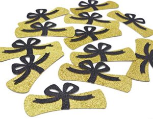 diploma confetti, 12pcs 4 inches graduation centerpeices congrats grad party decorations graduation table decor class of 2023 high school college graduation party supplies (gold & black glitter)