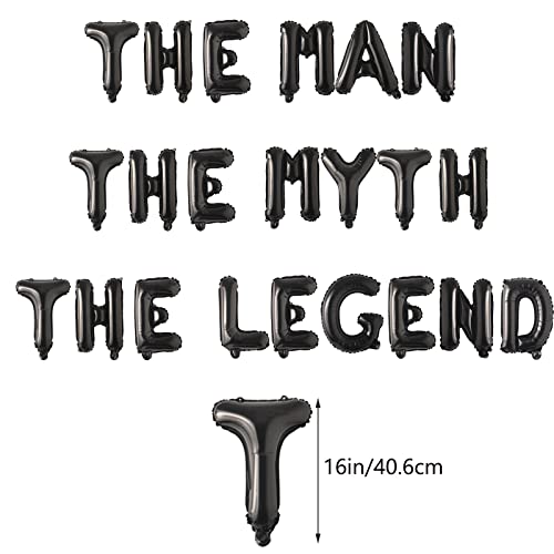 The Man The Myth The Legend Balloon Banner Black Foil Balloons Backdrops for Men Him Husband Guy Father's/Dad's Day Funny Birthday Retirement Party Decoration