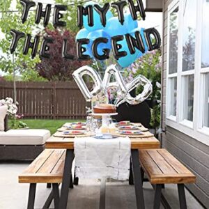 The Man The Myth The Legend Balloon Banner Black Foil Balloons Backdrops for Men Him Husband Guy Father's/Dad's Day Funny Birthday Retirement Party Decoration