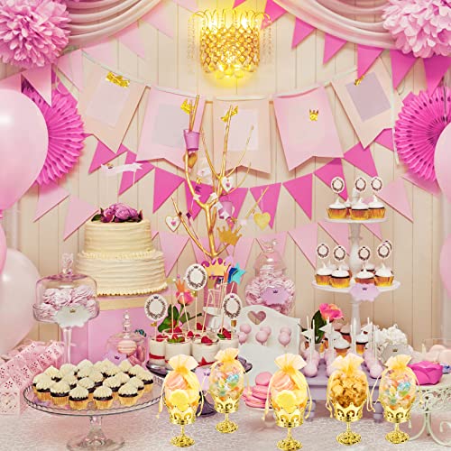 Sieral 60 Pcs Fillable Crown Goblet with Pouch Bulk Party Favor Candy Chocolate Cake Dessert Storage Boxes Birthday Supplies Table Centerpiece Decorations for Princess Baby Shower (Gold)