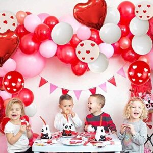 116pcs Valentine's Day Balloons Garland Arch Kit Include Red Pink White Balloons,Heart Printed Balloons , Foil Mylar Heart Balloons, Valentines Wedding Party Decoration Supplies