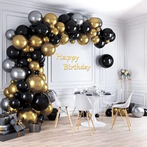 colourbow black balloons black gold balloon garland kit 114pcs black balloons metallic black and gold balloons black silver balloons set for birthday wedding decorations graduation decorations