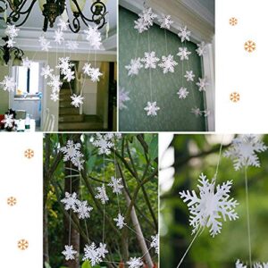 24Pcs Snowflake Christmas Hanging Party Decor Supplies,12 PCS 3D Silver Snowflakes & 12PCS 3D White Paper Snowflakes Hanging Garland for Christmas Winter Holiday New Year Wonderland Party Decoration