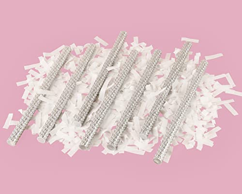 Battife 14Pack White Confetti Wands Tissue Paper Confetti Flick Flutter Sticks for Wedding Celebrations Anniversary Birthday Party White, 14 Inch