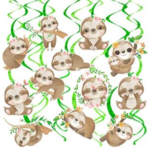 15pcs sloth party hanging swirls sloth theme foil ceiling streamers sloth party decoration for jungle party kids birthday party baby shower supplies