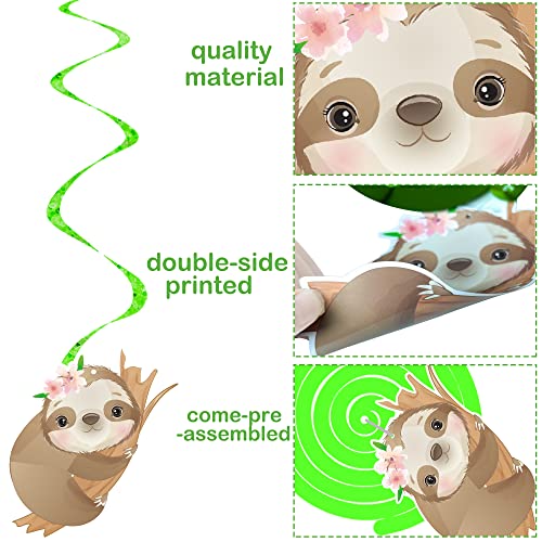 15Pcs Sloth Party Hanging Swirls Sloth Theme Foil Ceiling Streamers Sloth Party Decoration for Jungle Party Kids Birthday Party Baby Shower Supplies