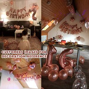 MOVINPE 30th Rose Gold Birthday Party Decoration, Happy Birthday Banner, Jumbo Number 30 Foil Balloon, 2 Rose Gold Fringe Curtain, Latex Confetti Balloon, Table Confetti for Girl Women Anniversary