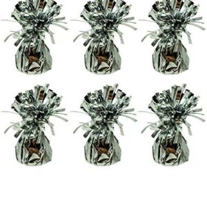 Silver Metallic Balloon Weights 6 Pack - For Helium Balloons - Party Decorations