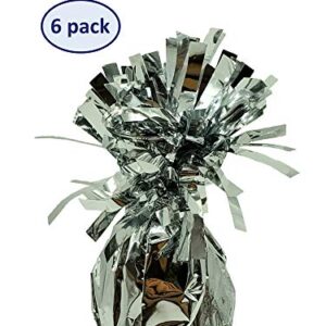 Silver Metallic Balloon Weights 6 Pack - For Helium Balloons - Party Decorations