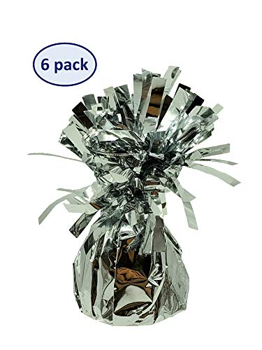 Silver Metallic Balloon Weights 6 Pack - For Helium Balloons - Party Decorations