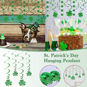 St. Patrick's Day Hanging Swirls Decorations - 18 PCS St.Patrick’s Day Green Foil Hanging Swirls with Lucky Irish Green Shamrock for St.Patrick’s Day Party Supplies (Green)