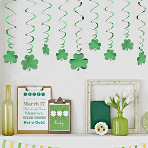 St. Patrick's Day Hanging Swirls Decorations - 18 PCS St.Patrick’s Day Green Foil Hanging Swirls with Lucky Irish Green Shamrock for St.Patrick’s Day Party Supplies (Green)