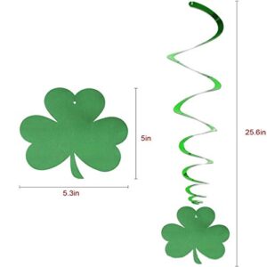 St. Patrick's Day Hanging Swirls Decorations - 18 PCS St.Patrick’s Day Green Foil Hanging Swirls with Lucky Irish Green Shamrock for St.Patrick’s Day Party Supplies (Green)