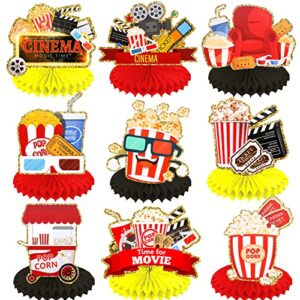 9pcs movie night birthday party decoration movie table honeycomb centerpiece movie theme theatre table decoration movie night party decoration for movie star birthday party supplies