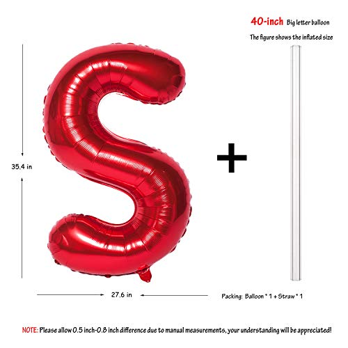 Letter Balloons 40 Inch Giant Jumbo Helium Foil Mylar for Party Decorations Red S