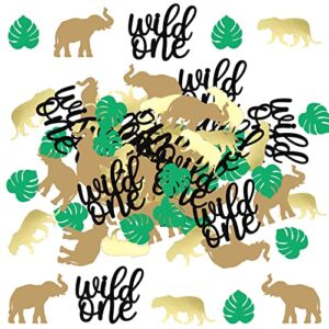 jungle safari wild one confetti, tropical leaf, animal confetti, first birthday, safari tropical party decrations, 210 pcs