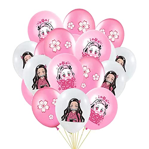 18Pcs Nezuko Party Decoration Balloons,Latex Balloon,Anime Theme Party Supplies,Kawaii Birthday Party Ballons