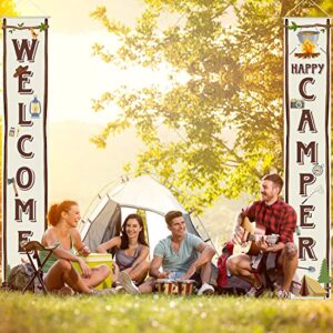 Camping Party Banner Camping Party Decorations Welcome Porch Sign for Camping Themed Birthday Baby Shower Decorations