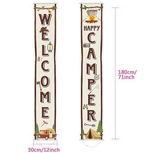 Camping Party Banner Camping Party Decorations Welcome Porch Sign for Camping Themed Birthday Baby Shower Decorations