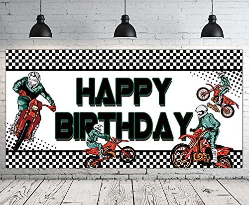 Large Motocross Happy Birthday Banner | Motocross Birthday Party Supplies Decoration | Motocross Birthday Party Backdrop Background - 6.6 x 3.3 FT