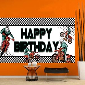 Large Motocross Happy Birthday Banner | Motocross Birthday Party Supplies Decoration | Motocross Birthday Party Backdrop Background - 6.6 x 3.3 FT